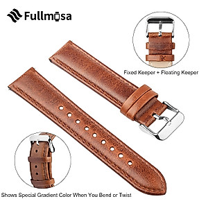 Fullmosa Watch Band, Vintage Leather Replacement Bands Stainless Steel Buckle for Men Women, Strap Width 14mm 16mm 18mm 19mm 20mm 22mm 24mm
