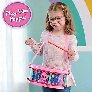 Peppa Pig Party Drum Set, 10-Pieces, 6 Musical Instruments, Pretend Play, Musical Education, Kids Toys for Ages 18 Month, Amazon Exclusive by Just Play