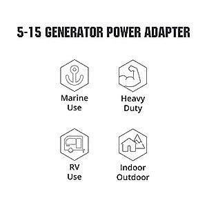 NemaTech NEMA 15Amp 5-15P Generator to Transfer Switch L14-30R Inlet Box Adapter, Straight Blade Male to 4-Prong Locking Female Adapter up to 1875 Watts