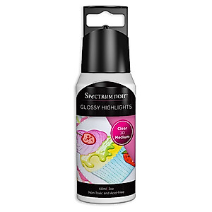 Spectrum Noir SN-GLHI-CL60 Glossy Highlights Clear 3D Medium-Dries to A Hard, Protective Finish-60ml Bottle