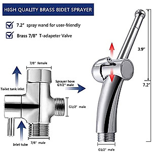 ifgswopq Handheld Toilet Bidet Sprayer Set Kit Stainless Steel Hand Faucet for Bathroom Shower Head Self Cleaning (Color : E) (E)