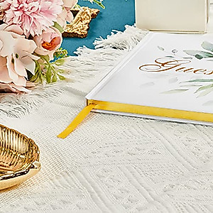 Wedding Guest Book - Guest Sign in Book - Wedding Reception Registry Book - Hard Cover, 7" x 9" (Eucalyptus Gold Foil, Book)