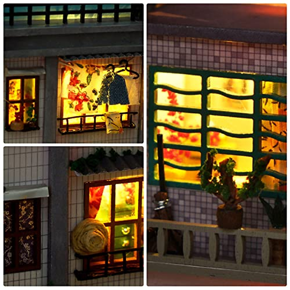 GuDoQi DIY Book Nook Kit, Dollhouse Wood Bookend, Booknook Bookshelf Insert, Miniature Dollhouse Kit, Bookends Model Build for Adult, Gift for Birthday, Chinese Past Street