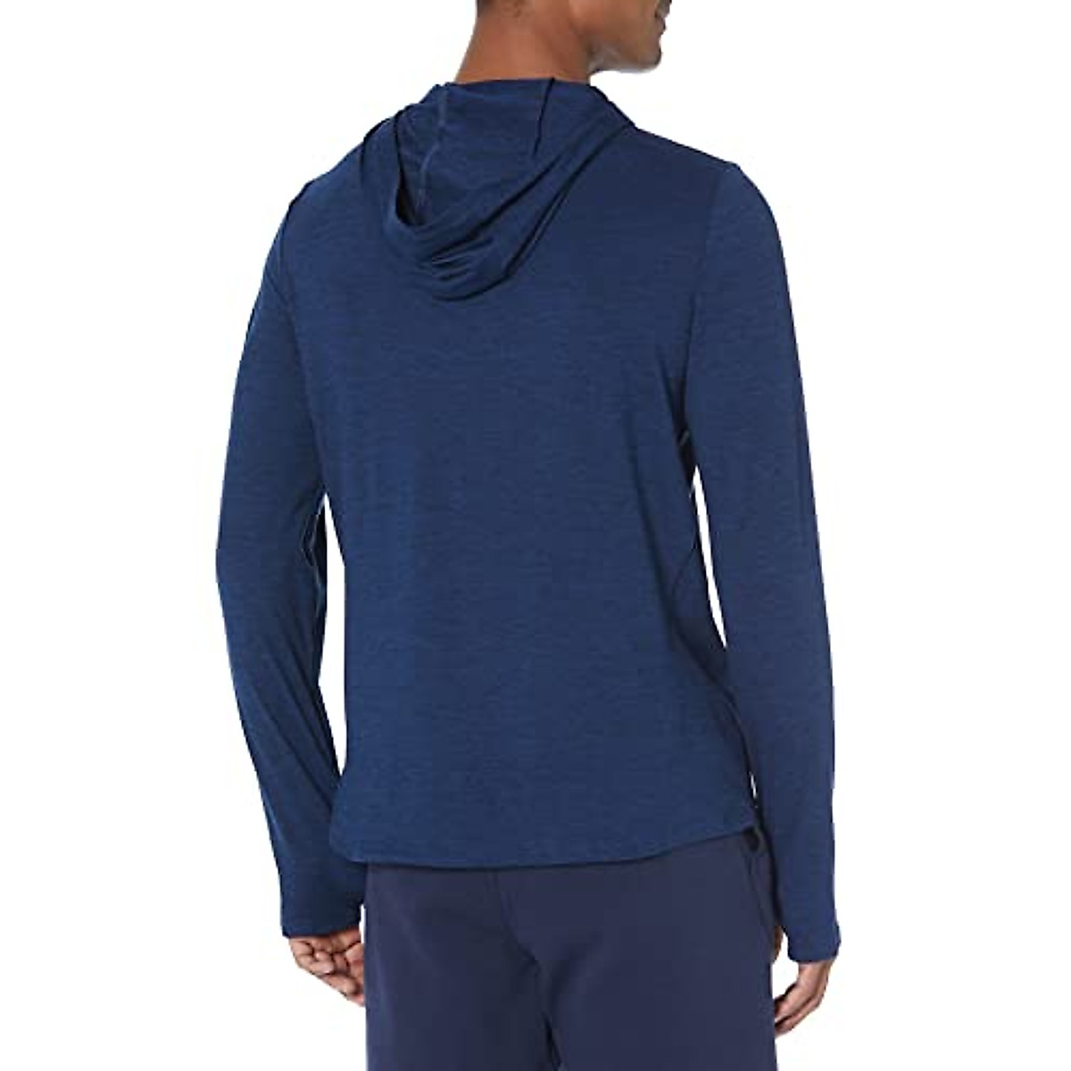Amazon Essentials Men's Tech Stretch Long-Sleeve Hooded T-Shirt, Navy Space Dye, Medium