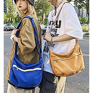 Berrysun Canvas Bag Women Men Trendy Canvas Hobo Sholder Bag Satchel Retro Messenger Bag School Travel Handbag