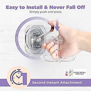 KATIKADDY Swivel Hook with Suction Cup, 6 Claws 360° Rotation, No Drilling Reusable Shower Hook for Bathroom, Wall Ceiling Mounted Bathroom Towel Hook Kitchen Living Room Stylish Clear