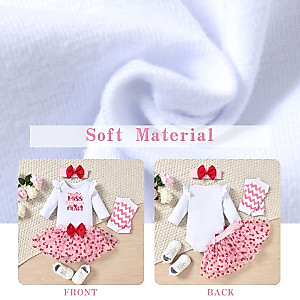 Aalizzwell 6-12 Months Baby Girls Valentines Day Outfit Infant 1st Valentines My Tulle Skirt Heart Clothes with Leg Warmers Clothing Pink
