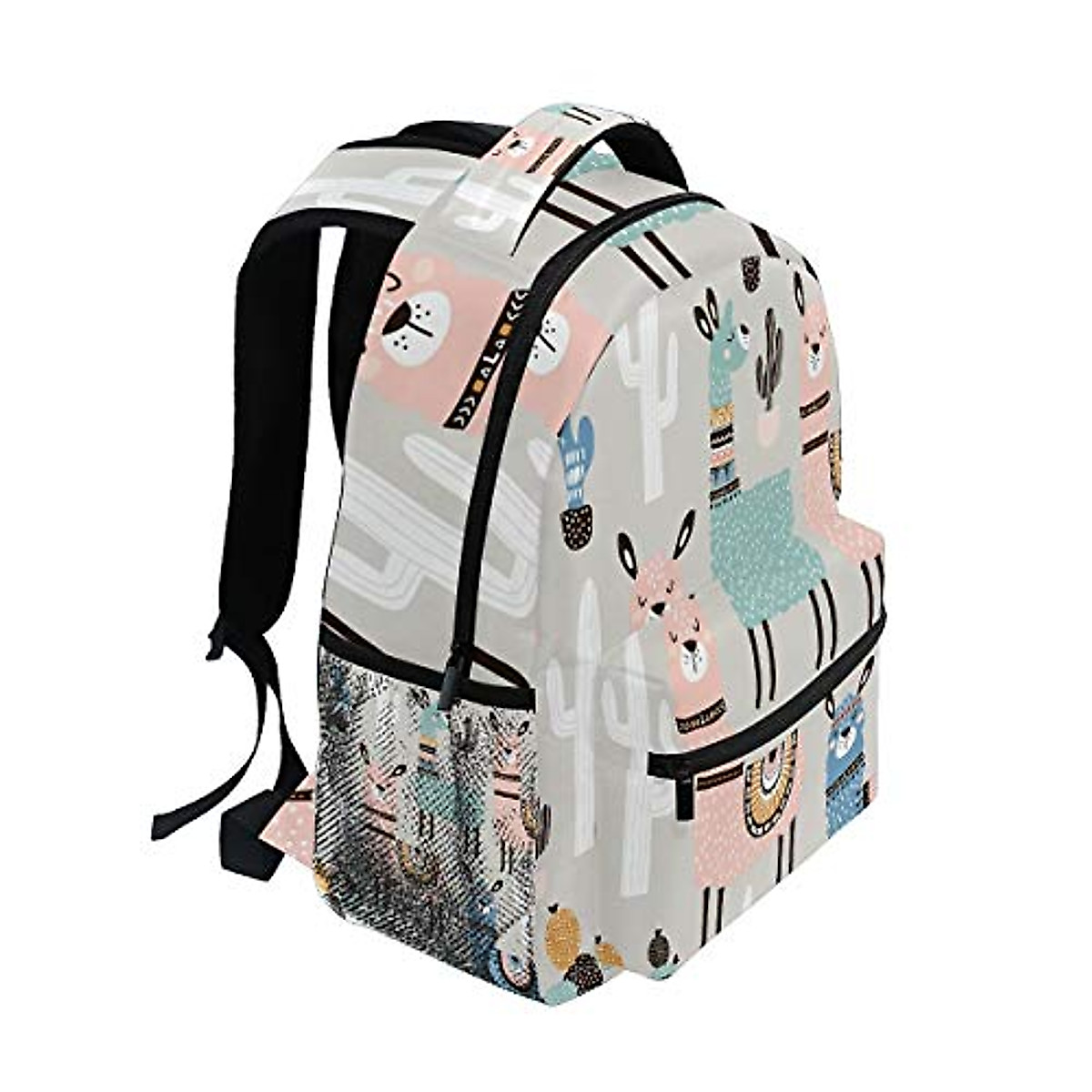Colorful Cactus Llama Backpack Bookbag for Boys Girls,Elementary School Backpack,14 inch Computer Laptop Backpack,Durable and Water Resistant Casual Rucksack School Backpack