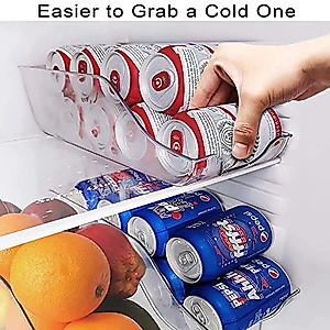 Soda Can Organizer for Refrigerator - Clear Storage Bins for Kitchen, Freezer, Countertops, and Cabinets - Shatter-Proof Plastic Can Dispenser - Beverage Rack Holds Up To 9 Cans | Set of 2