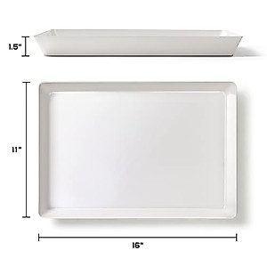 4 Pack, 16" x 11" Large White Serving Trays Set - Reusable Plastic Serving Platters for Cookie, Appetizer, Charcuterie, Snack, Dessert, Party Food Display - Stackable Kitchen CounterTop Tray, BPA Free