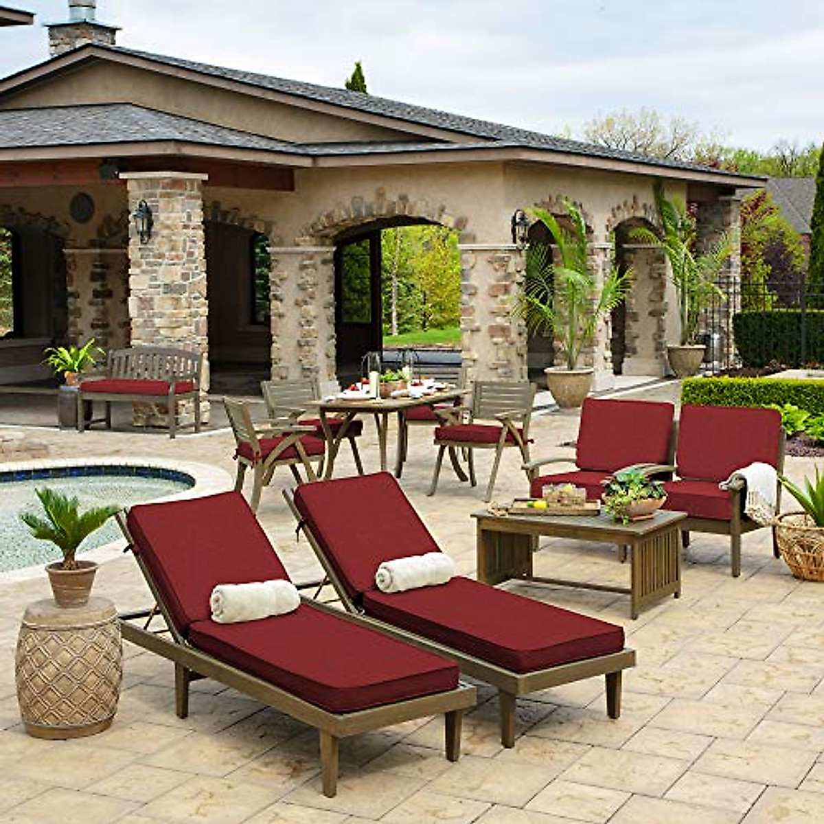 Arden Selections ProFoam Essentials Outdoor Seat Cushion 19 x 20, Ruby Red Leala