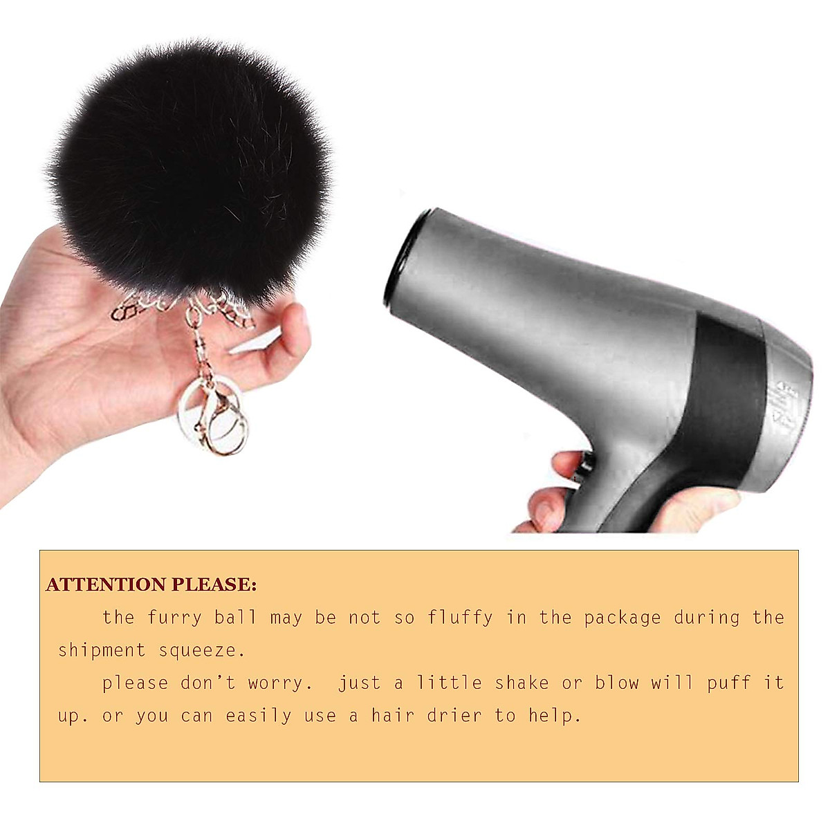 Cityelf Cute Faux Rabbit Fur Ball Pom Pom Keychain Car Key Ring Handbag Tote Bag Pendant Purse Charm (white)
