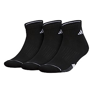 adidas Men's Cushioned Quarter Socks (3-Pair), Black/White/Onix Grey, Large
