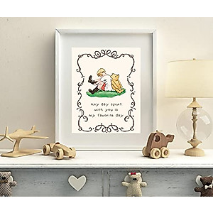 Unbala Classic Winnie Wall Decor Pooh Bear Quotes Prints Pattern A, 5x7 Inch Adorable For Baby Shower Decorations Nursery Art Birthday Centerpiece