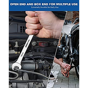 DISEN 24pcs Combination Wrench Set, Metric/SAE, IN/MM Wrench Set with Tool Roll,12 Point Combination Wrench, 7-18mm and 1/4-7/8" Box End and Open End Wrench Set, Drop Forged Steel