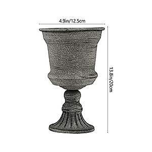 Rustic Iron Grecian Urn Planter Classic Farmhouse Urn Flower Pot Vase Decorative Wedding Flower Pot Home Garden Porch Front Door Planters Desk Balcony Decoration Grey