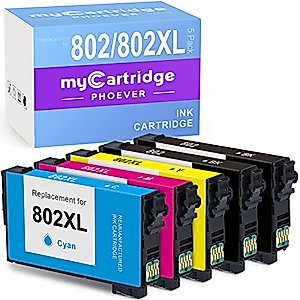 myCartridge PHOEVER Remanufactured Ink Cartridge Replacement for Epson 802XL 802 XL 802 for Workforce WF-4720 WF-4730 WF-4734 WF-4740 EC-4020 EC-4030 4040 Printer(Black Cyan Magenta Yellow 5P)