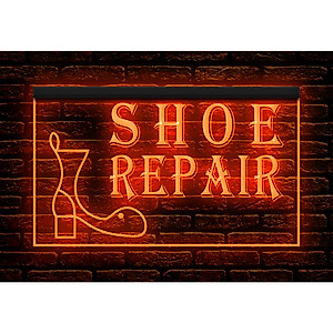 190025 OPEN Shoe Repair LADIES Leatherworking Boot Shop Store Display LED Light Neon Sign (12" X 8", Orange)