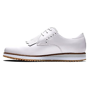 FootJoy Women's Sport Retro Previous Season Style Golf Shoe, White/White/Grey, 7.5