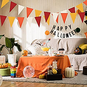 YSSAI 40Ft Triangle Flag Paper Pennant Banner Orange Fall Party Garland Bunting for Fall Decor Thanksgiving Day Harvest Autumn Wedding Birthday Party Home Outdoor Garden Hanging Decoration 104 Flags
