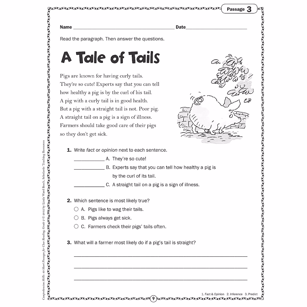 Scholastic Teaching Resources SC-546053 Comprehension Skills Gr 2 40 Short Passages For Close Reading