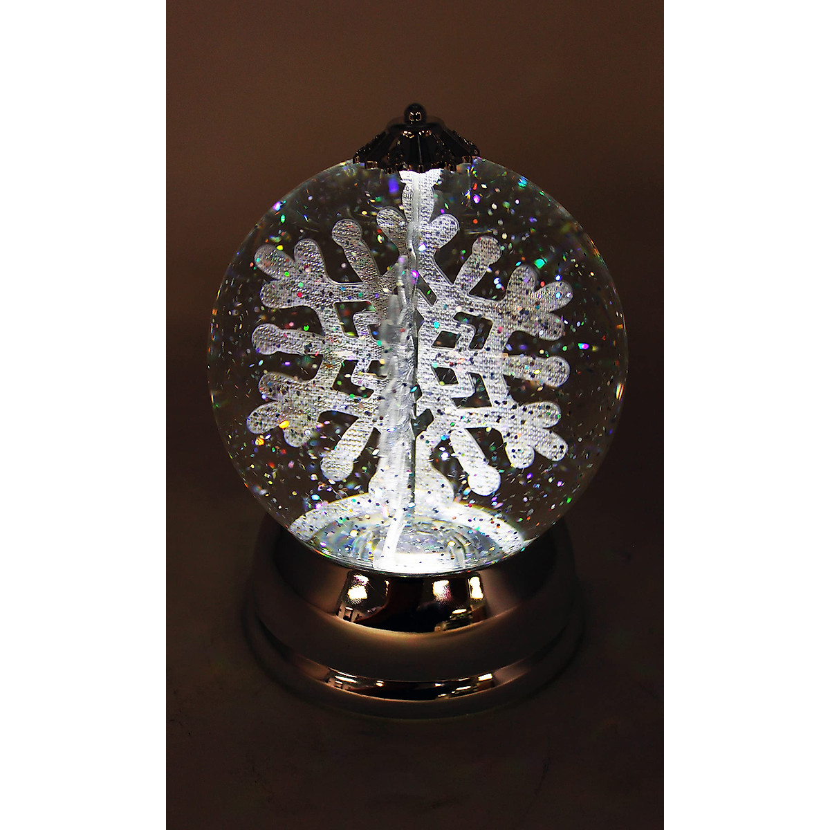 Christmas Decor Lighted Snow Globe with Spinning Snowflake, Battery Operated (not Included) - 6.5" H x 4.5" W x 4.5" D