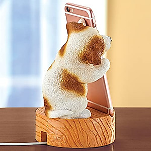 Collections Etc Peeking Dog Wood-Style Base Mobile Phone Holder Stand