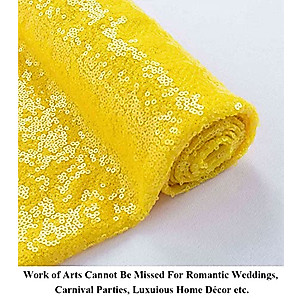 Sequin Fabric Glitter Fabric 3mm 1 Yard Sequin Fabric by The Yard Sparkly Fabric Little Mermaid Fabric Outdoor Glitter Fabric Sequence Material for Dress Clothing Wedding Home Dec (1 Yard, Yellow)