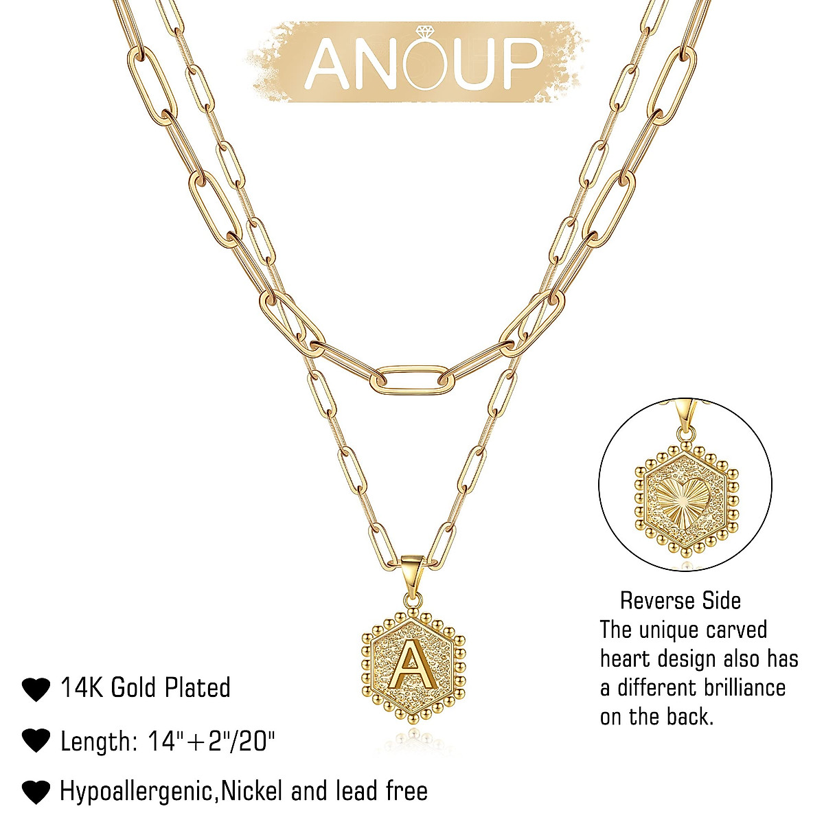 Anoup Dainty Gold Necklace for Women, Initial Necklaces for Women Layered Necklaces for Women Letter J Necklace for Women 14K Gold Necklaces for Women Gold Layered Necklace for Teen Girls Jewelry