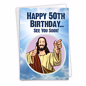 NobleWorks Funny 50th Milestone Birthday Greeting Card w/ 5 x 7 Inch Envelope (1 Card) See You Soon 50 C9065MBG