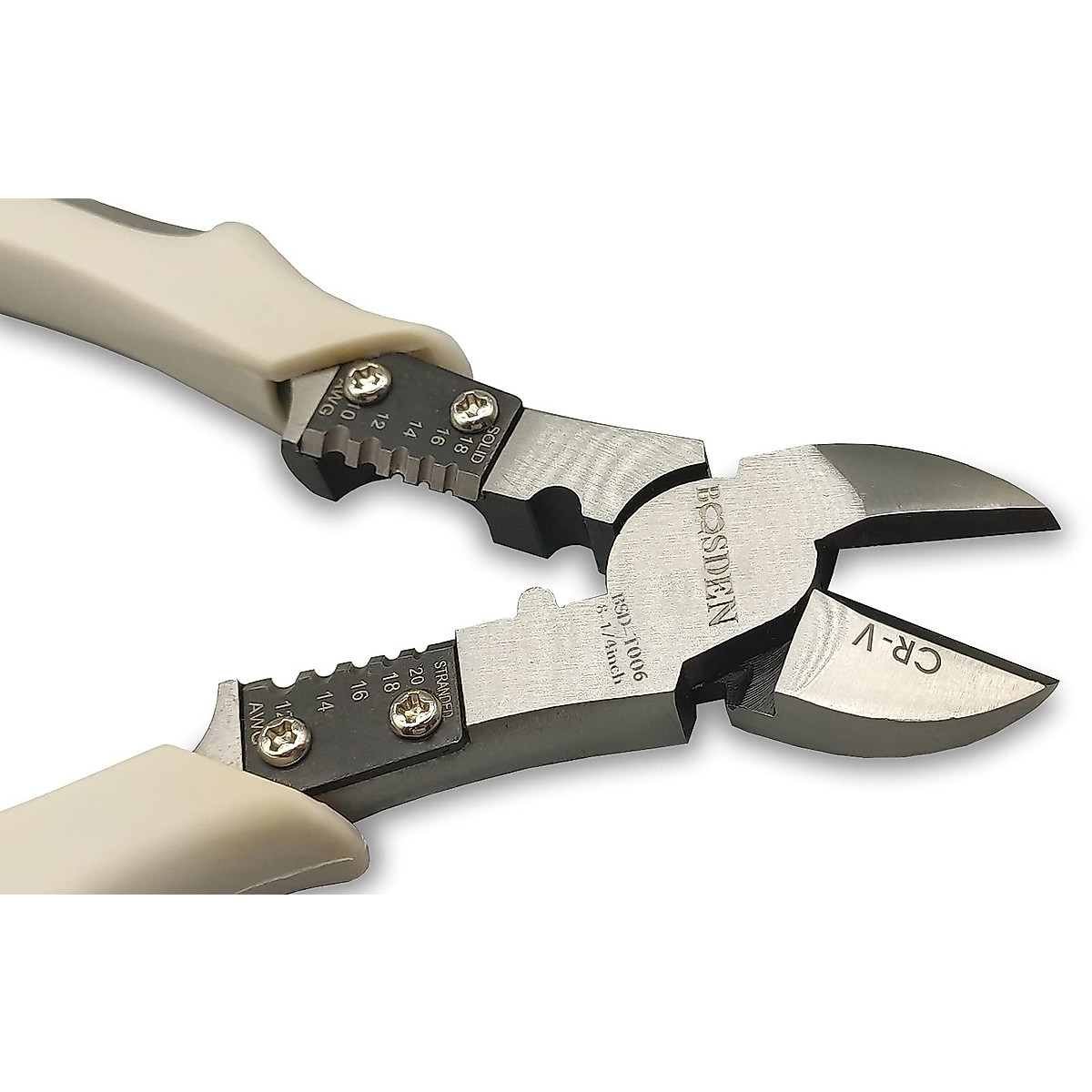 BOOSDEN Wire Cutters Heavy Duty with Wire Stripper Crimper, Diagonal Cutters, 8 inch Side Cutters, Multi function Professional Industrial High Leverage Diagonal Cutting Pliers Tool
