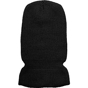 KBH-16 BLK Three Hole Mask Winter Knit Ski Hat Ribbed Beanie Balaclava