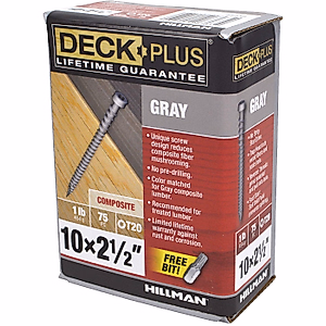 HILLMAN FASTENERS 48439 Deck Screws, Gray, 75 Piece
