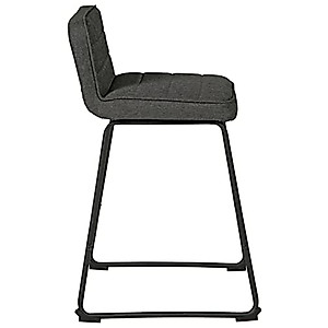 Signature Design by Ashley Nerison 26" Modern Upholstered Counter Height Bar Stool, 2 Count, Dark Gray