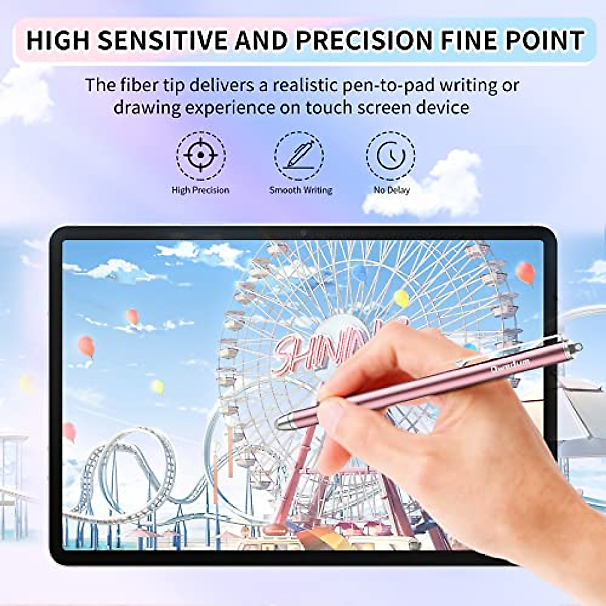 Stylus Pens for Touch Screens (6 Pack), High Sensitivity Fiber Tip Stylus Pen with Clip for Apple iPad, iPhone, Android, Tablets, Samsung, Galaxy