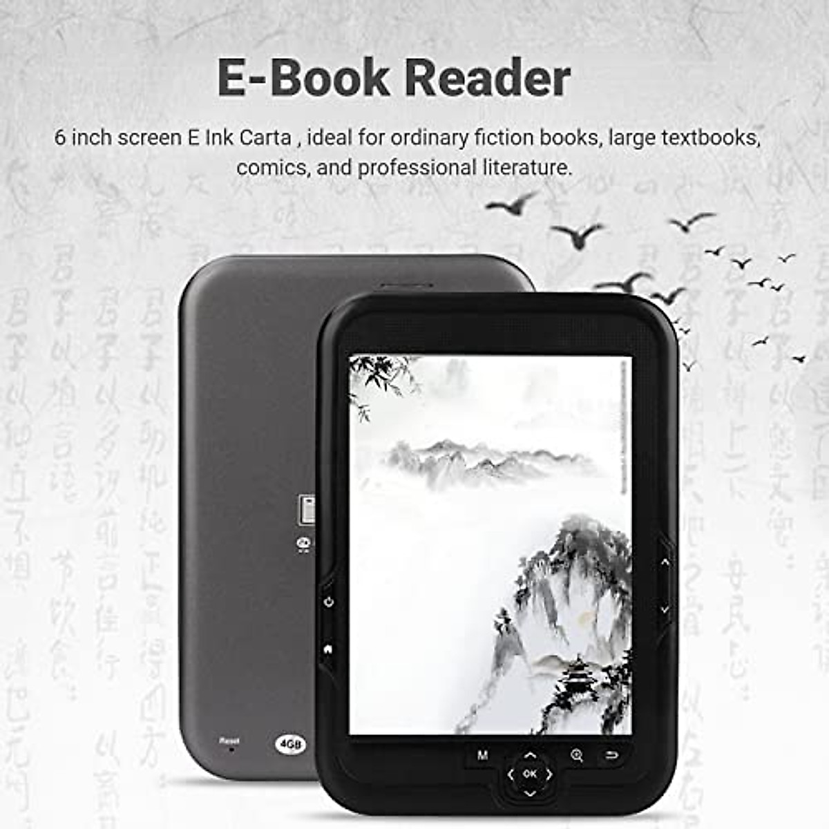 Yoidesu E Reader, 6in 800x600 HD E Reader, Ink Screen Protect Eyes Ebook Readers with Protective Case, Support FM, Music Playback, Electronic Pocketbook Device(#3)