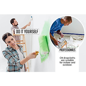 Canvas Painters Drop Cloth (Size 6 x 9 Feet - Pack of 2) - Pure Cotton Paint Drop Cloth for Painting, Curtains, Furniture & Floor Protection - All Purpose Thick Canvas tarp with Double Stitched Edges