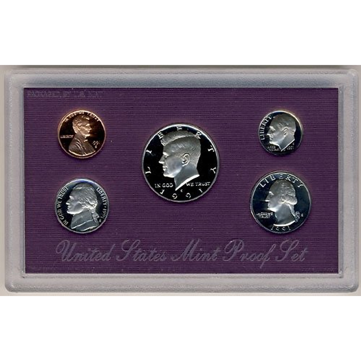 1991 S Clad Proof 5 Coin Set in Original Government Packaging Proof