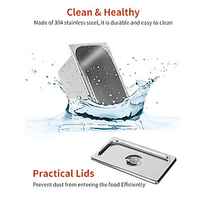 6-Pan Commercial Bain Marie Buffet Food Warmer Large Capacity 42 Quart,110V 1500W Electric Steam Table 6inch Deep Stainless Steel Countertop Food Warmer for Parties, Catering and Restaurants