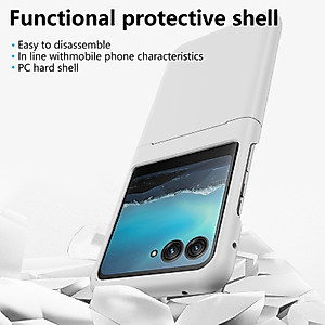 Yuanjing for Moto Razr 40 Ultra case (Screen Protector Included) Thin Hard PC Phone case for Moto Razr 40+ (White)