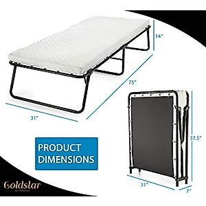 Guest Folding Bed Cot - with Memory Foam Mattress Compact, Portable & Lightweight Folding Bed Frame with Thick Memory Foam Mattress for Spare Bedroom & Office (31 inch)