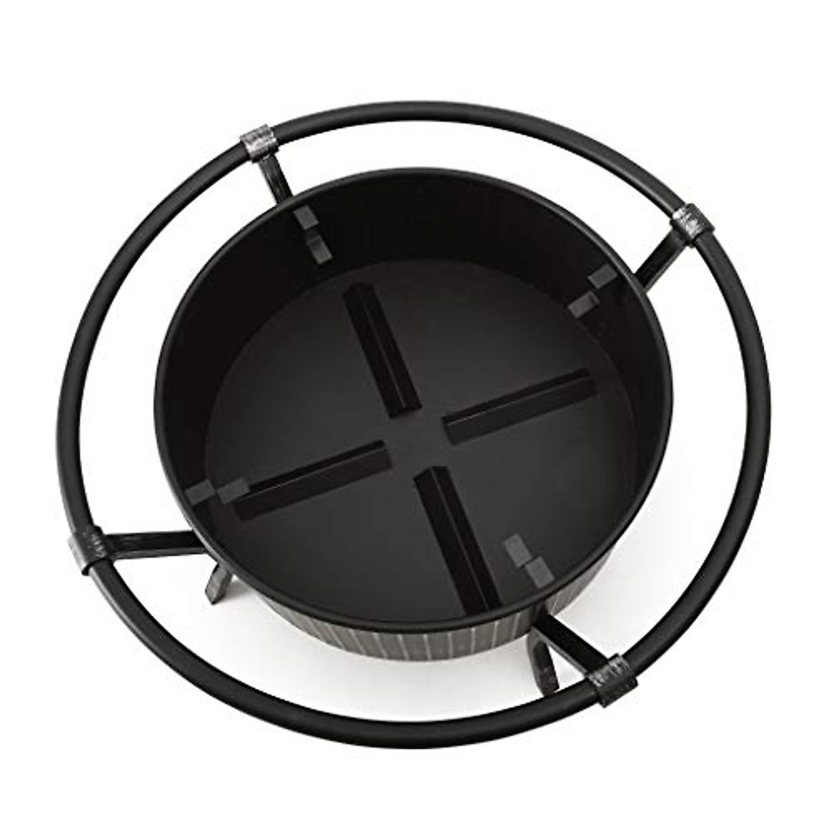 Amazon Basics Round Fire Pit - 39-Inch, Brushed Pewter