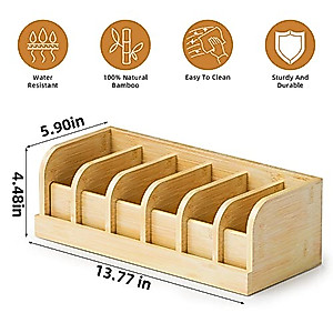 MinBoo Bamboo Belt Organizer Box,6 Grids Belt Rack, Belt Organizer for Closet and Drawer, Belt Storage Organizer and Displayer, Belt Organizer for Men Women (Natural Bamboo)