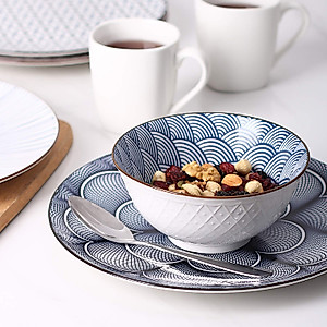 Y YHY 10“ Ceramic Plates, Porcelain Dinner Plates Set of 4 for Salad, Pasta, Appetizer, Dessert - 4 Pattern for Thanksgiving & Christmas, Dishwasher & Microwave Safe