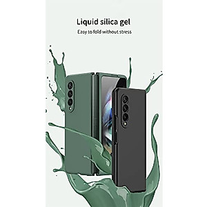 BAILI for Samsung Z Fold3 Silicone Case,Skin Feel,Soft and Smooth Liquid Silicone Galaxy Z Fold3 Cover,Support Wireless Charging Protective Cover for Samsung Galaxy Z Fold 3-Black