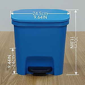 10l Trash Can Step-On Trash Can with Lid Plastic Kitchen Waste Bin Odor Protection Hands Free with Garbage Bag Rings (D)