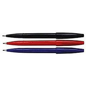 Pentel Sign Pen Stick Porous Point Pen, Blue Barrel, Blue Ink, Bold Point, Box of 12 (S520-C)