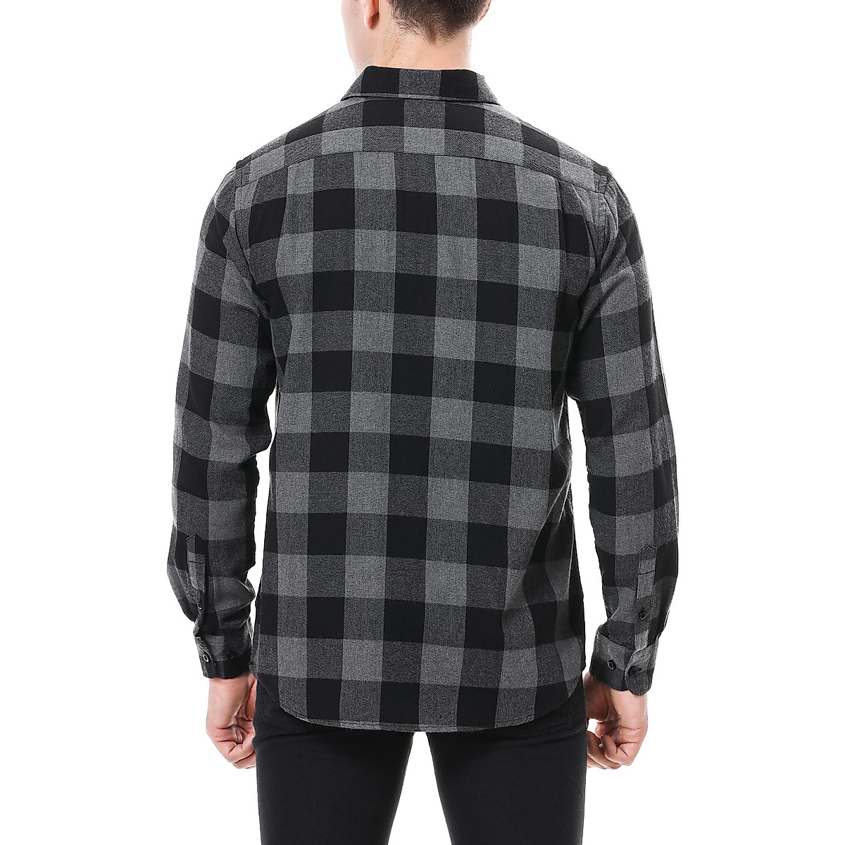 Alex Vando Mens Button Down Shirts Regular Fit Long Sleeve Casual Plaid Flannel Shirt.Grey/Black,L