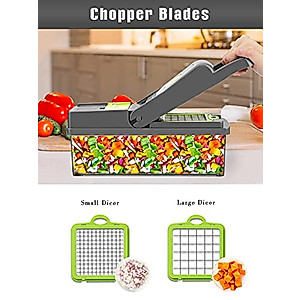 SPLMIFA Vegetable Chopper - Adjustable Vegetable Slicer - Kitchen Gift Gadget Slicer for Salad Potatoes Carrots Garlic with Container Onion Chopper with Container - Professional Food Chopper 12 in 1