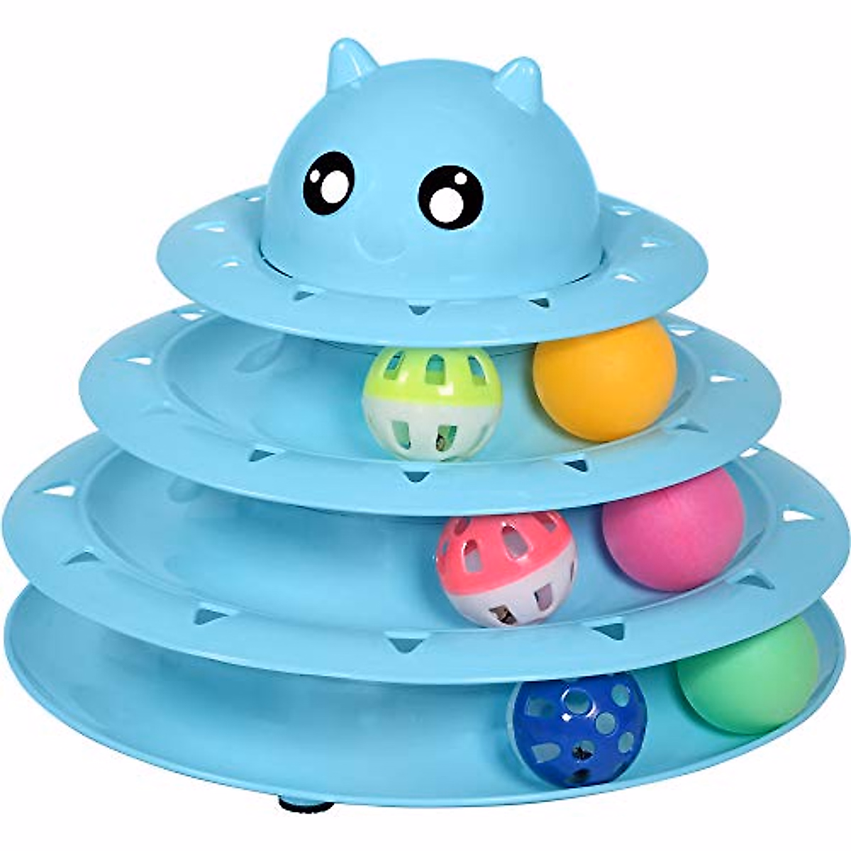 UPSKY Cat Toy Roller 3-Level Turntable Cat Toys Balls with Six Colorful Balls Interactive Kitten Fun Mental Physical Exercise Puzzle Kitten Toys.